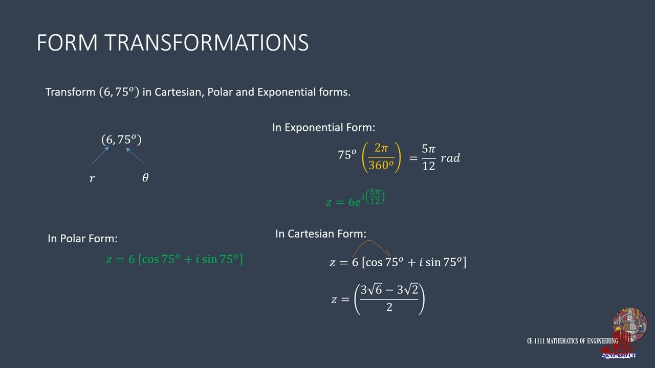 COMPLEX NUMBERS CONVERTING TO CARTESIAN POLAR OR EXPONENTIAL FORMS COMPLEX NUMBERS CONVERTING TO CARTESIAN POLAR OR EXPONENTIAL FORMS
