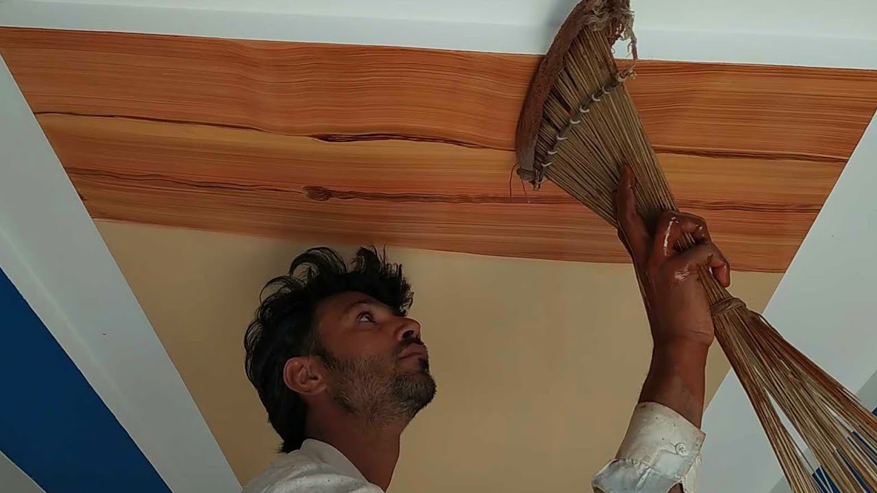 Wood graining on bedroom POP ceiling with oil paint |Easy graining DIY ...