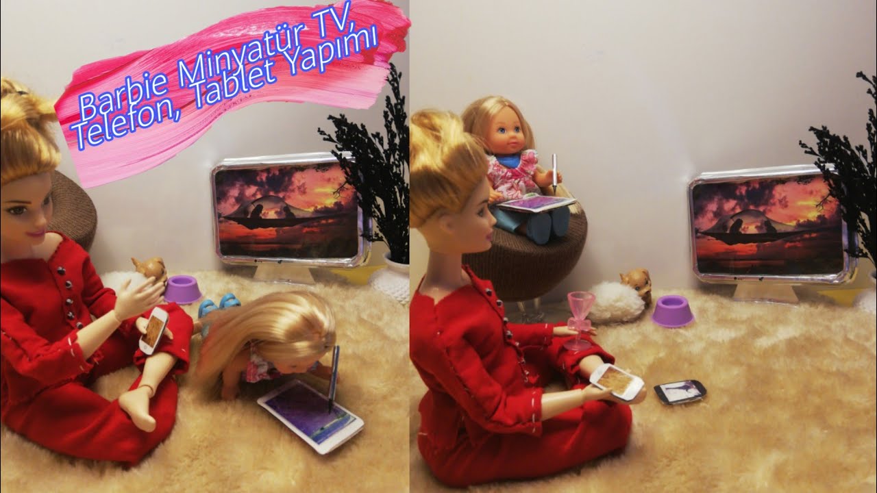 Barbie Telefon TV Yapımı/ Barbie Minyatür Eşya Yapımı/DIY - YouTube