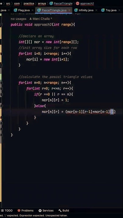 Pascal Triangle | Java #java #shorts #coding - YouTube