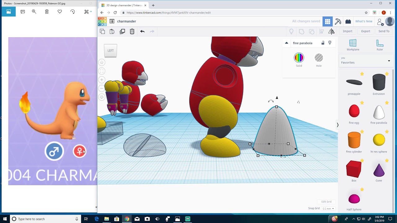 designing 3d printed charmander action figure part 2 - YouTube