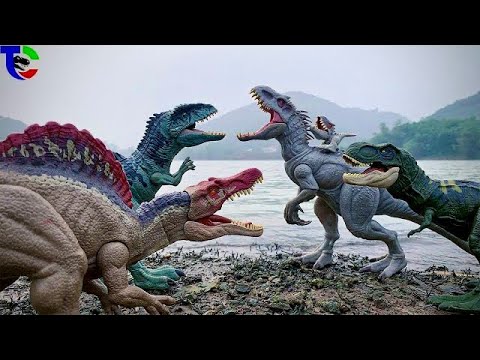 🔥 GIANTS DINOSAUR BATTLE 🦖 T-rex, Spinosaurus, Indominus Rex! Jurassic World Dino Action Figures