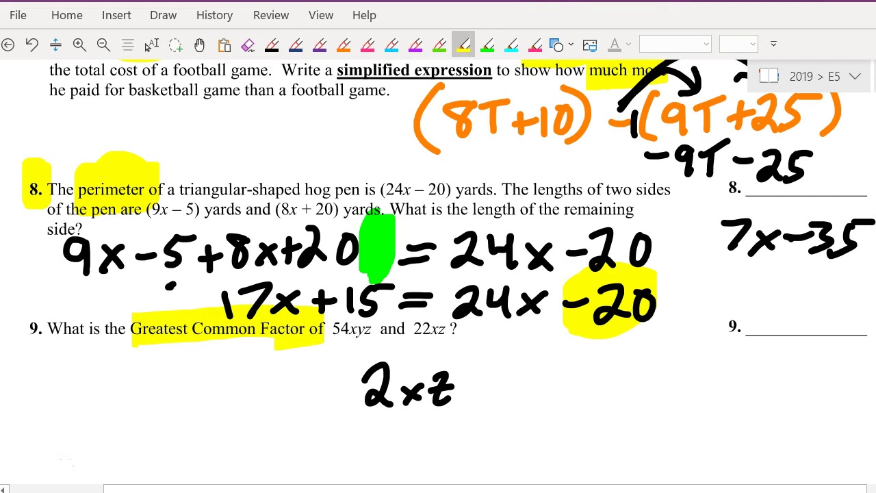 Accelerated Math 7 Period E5 Chapter 7 Review - YouTube