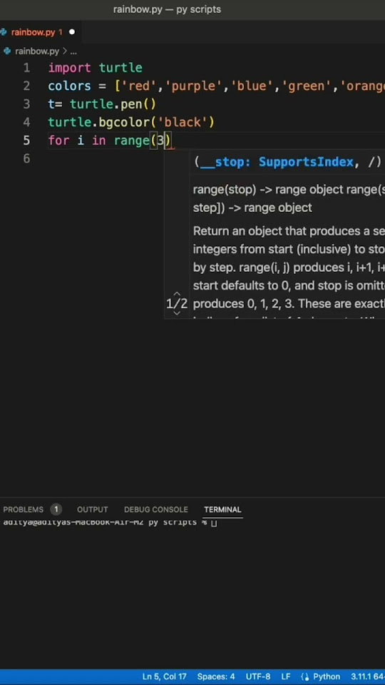 Can You Draw This Python Rainbow Tutorial Pythonprogramming Python Coding Shorts