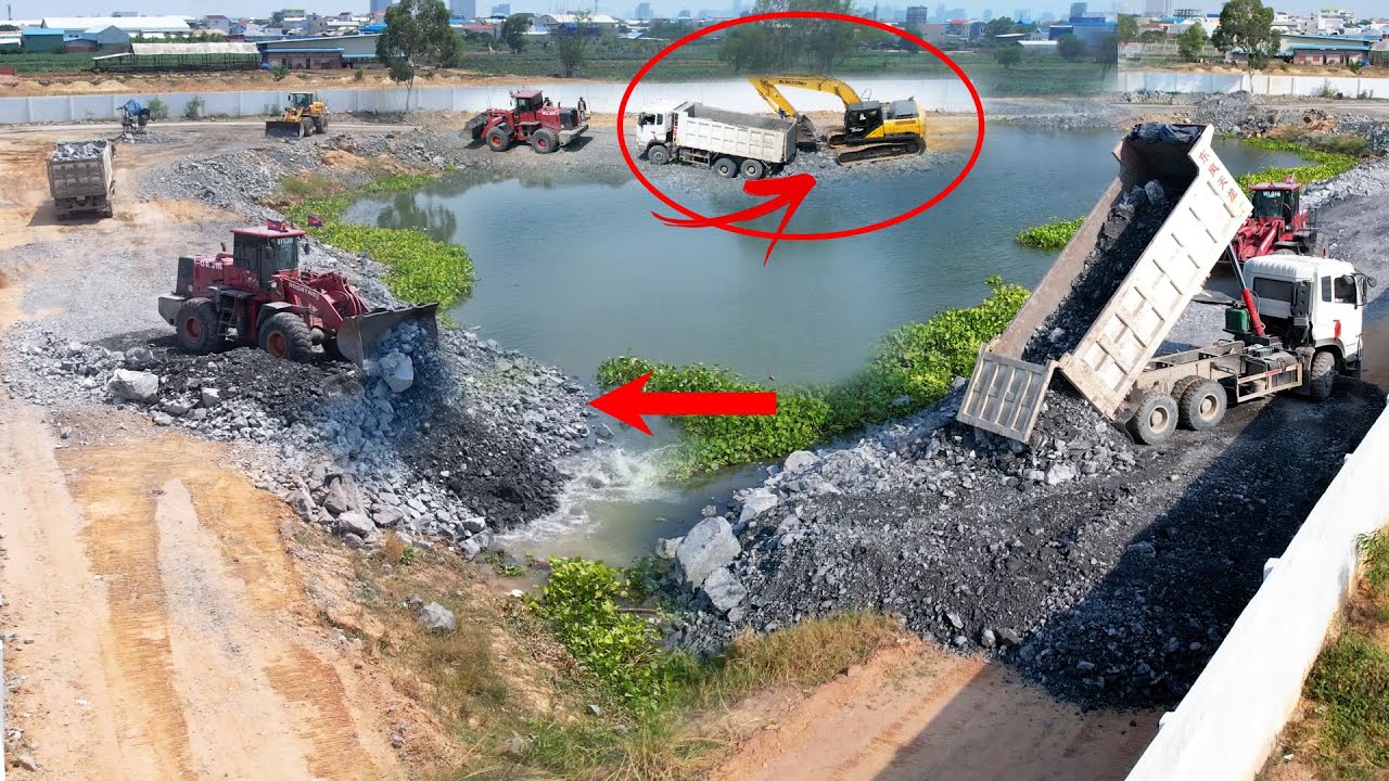 The Best New Project Starting Dumping Stones! Making Road with Wheel ...