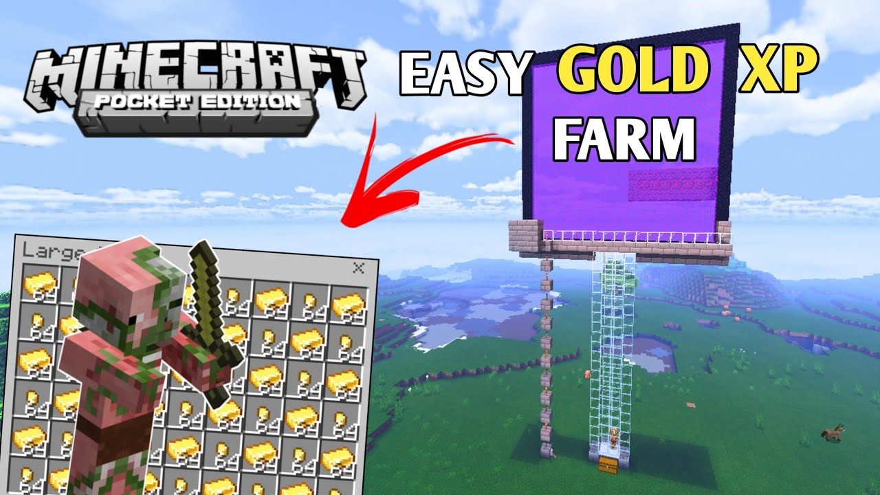Easy Gold Xp Farm Minecraft Pe || How to make easy gold and xp farm ...
