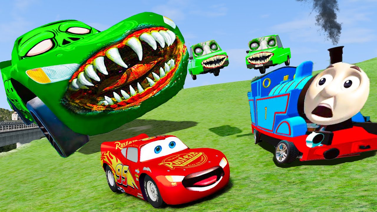 Angry Scary Chick Hicks and Mini Zombies vs Lightning McQueen and ...