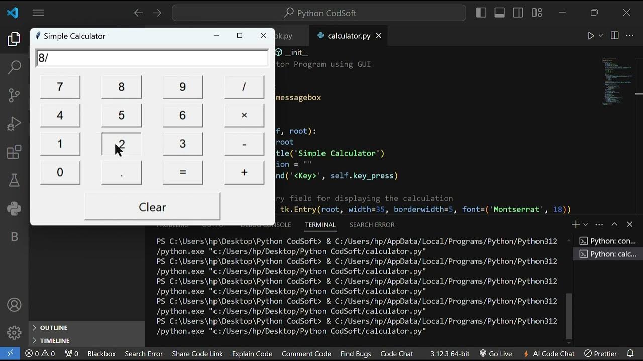 Simple Calculator Using Python Youtube