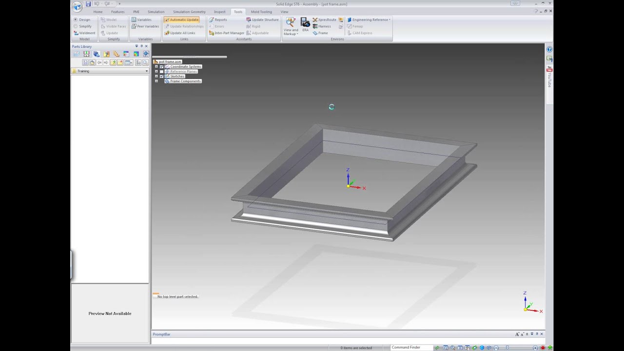 Solid Edge ST6 Frames as sub-assemblies - YouTube