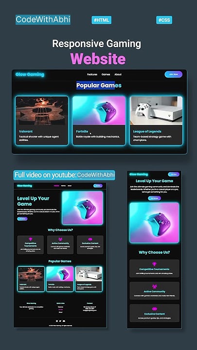 Responsive Gaming Website #trending #coding #frontendcourse #shortvideo #shorts #webdesign # ...