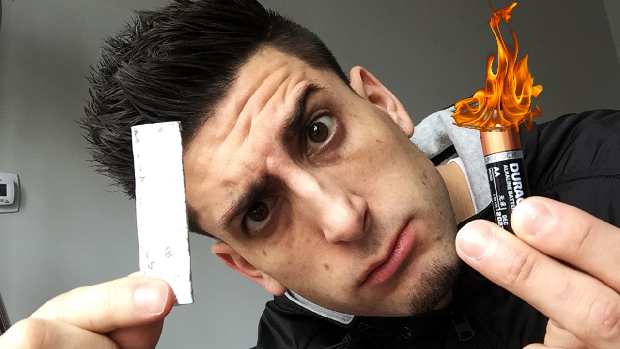 FIRE FROM A BATTERY AND GUM WRAPPER - YouTube