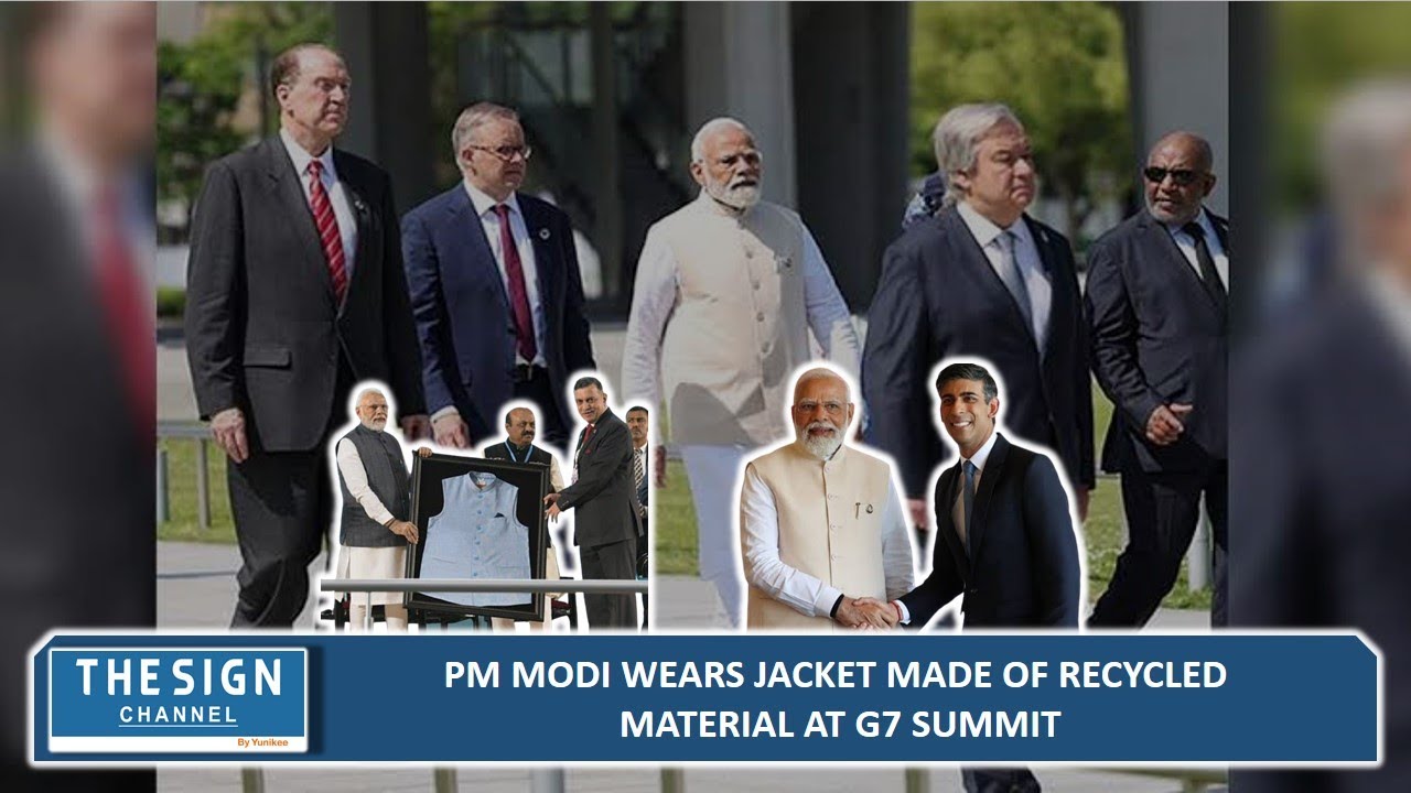 PM Modi wears jacket made of recycled material at G7 summit - YouTube