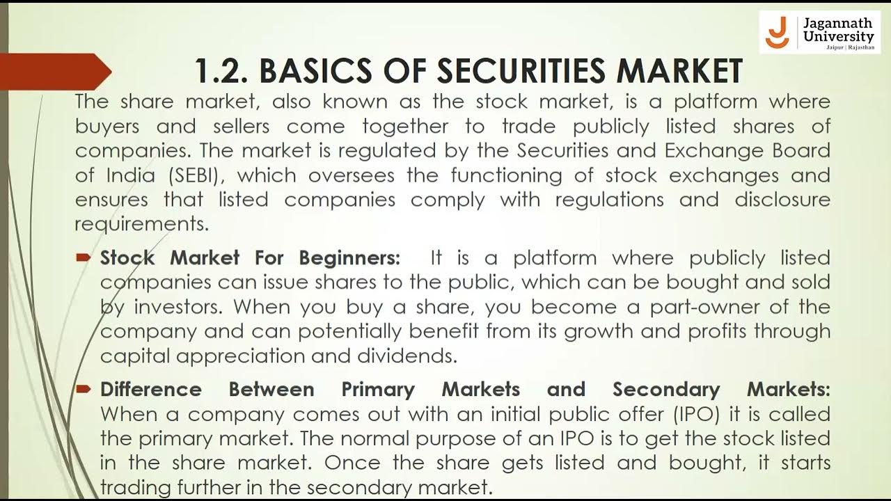 BBA VAC 002 Stock Market Unit 1 Part 1 Why to Learn and Invest in the ...