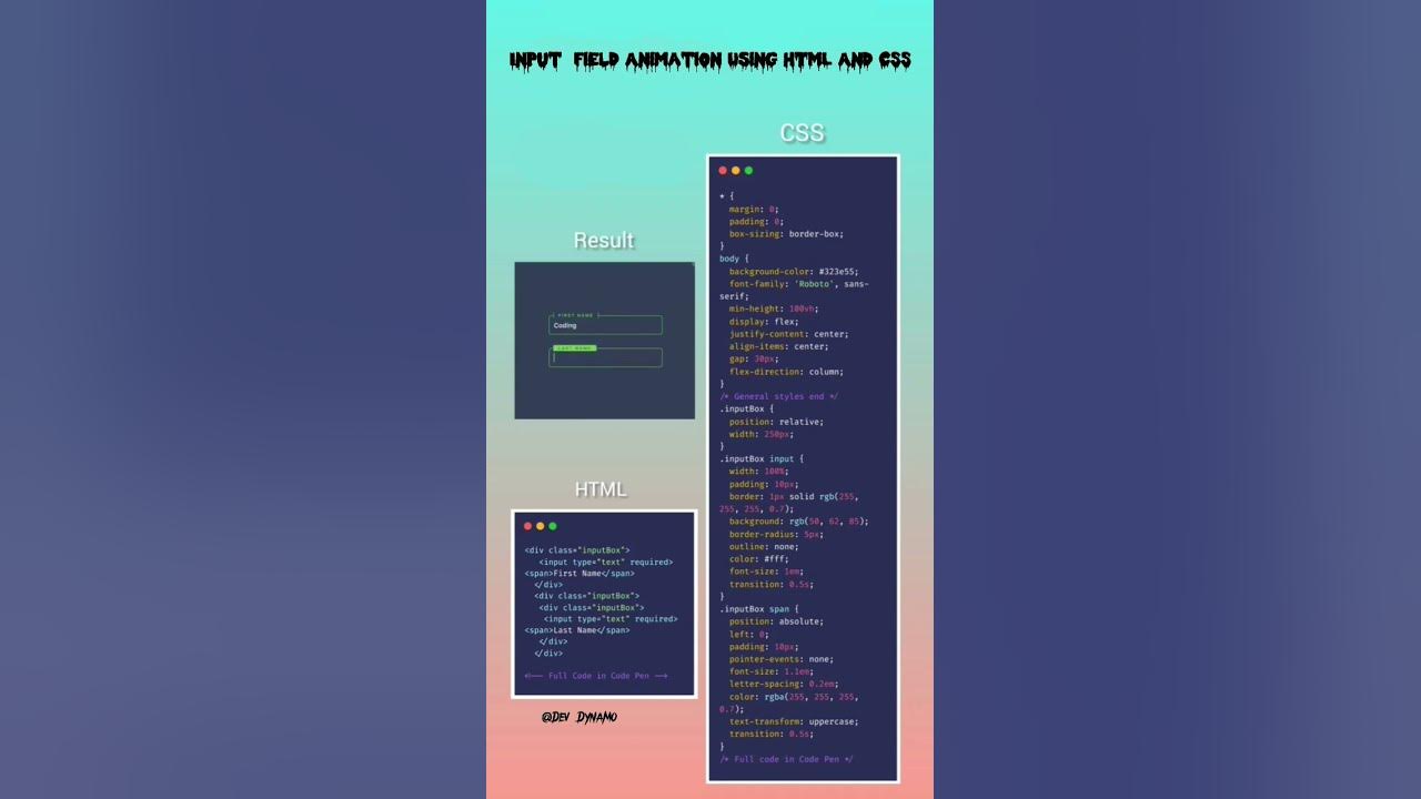 Input Field Animation Using Html And Css Coding Webdevelopment Css Html Javascript Youtube 
