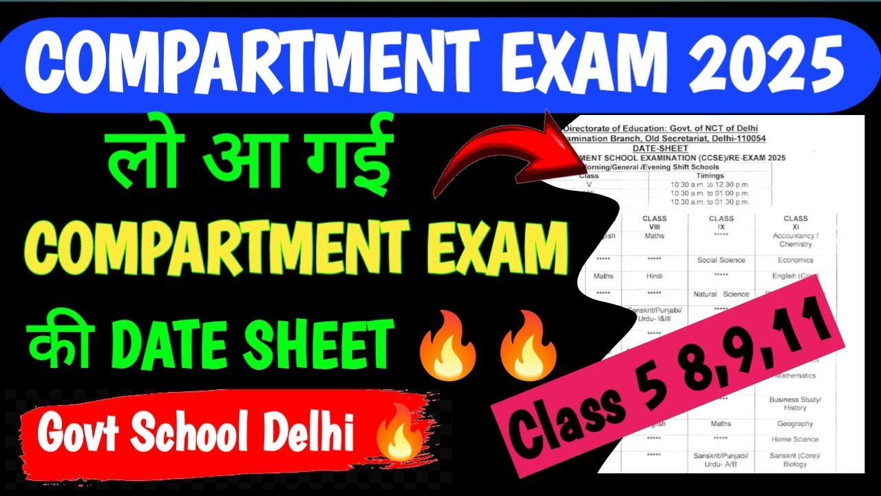 Doe class 5,8,9,11 compartment exam date sheet 2025 Release | doe ...