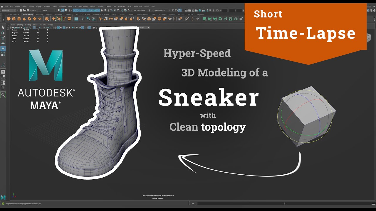 Maya Hyper-Speed 3D Modeling Timelapse: Sneaker/Shoe - YouTube