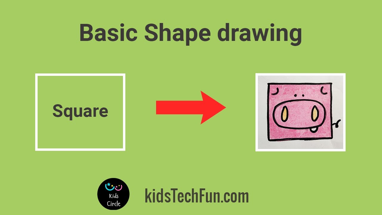 Drawing with Shape - Square - Pig - Draw along step by step from square ...