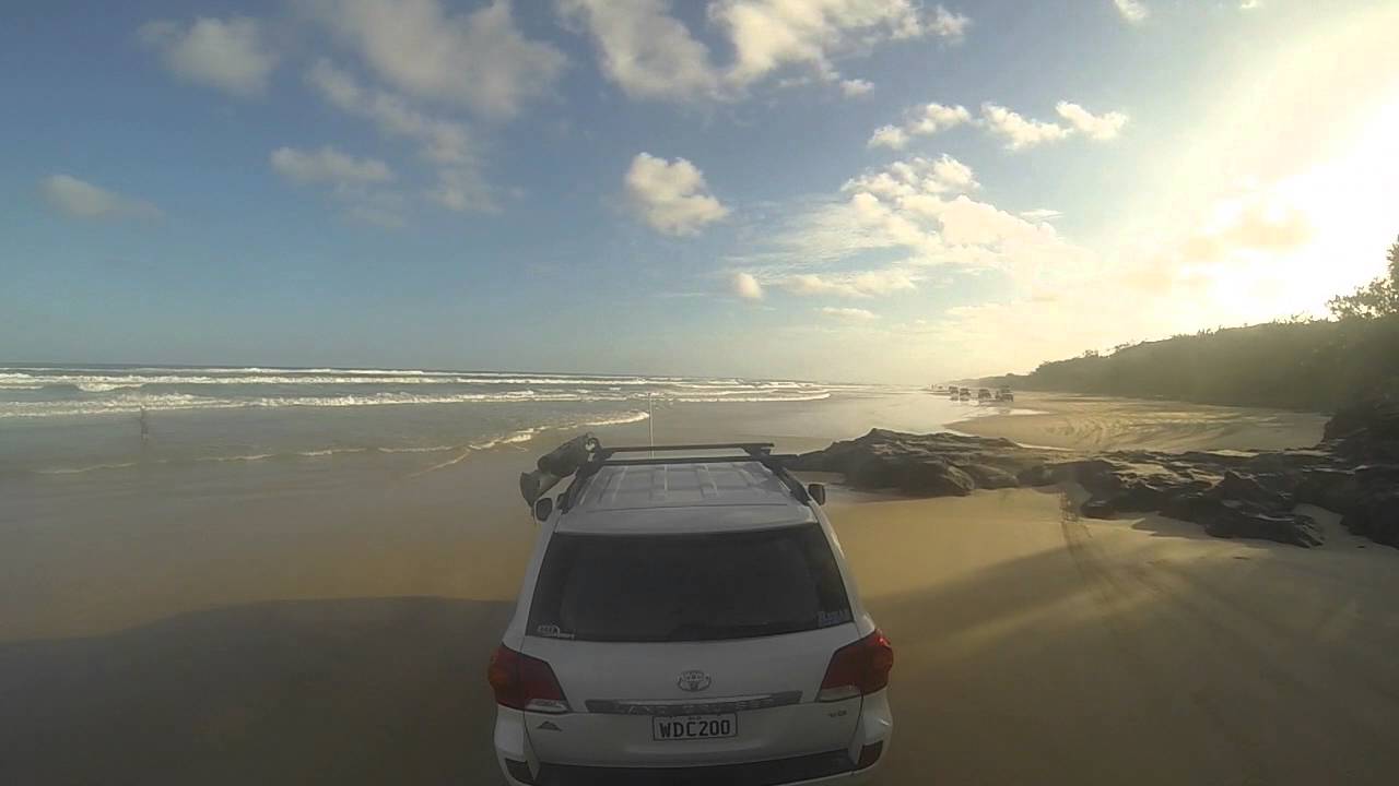 Fraser Island driving around Poyungan Rocks - YouTube