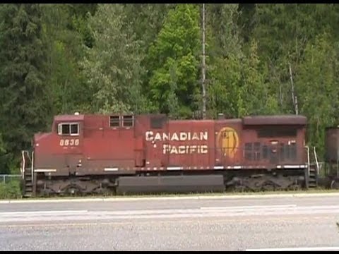 CP Train Spotting: CP 8636 9822 & 9805 Leads CP Coal West At Revelstoke BC 6/12 7/27/12 - YouTube