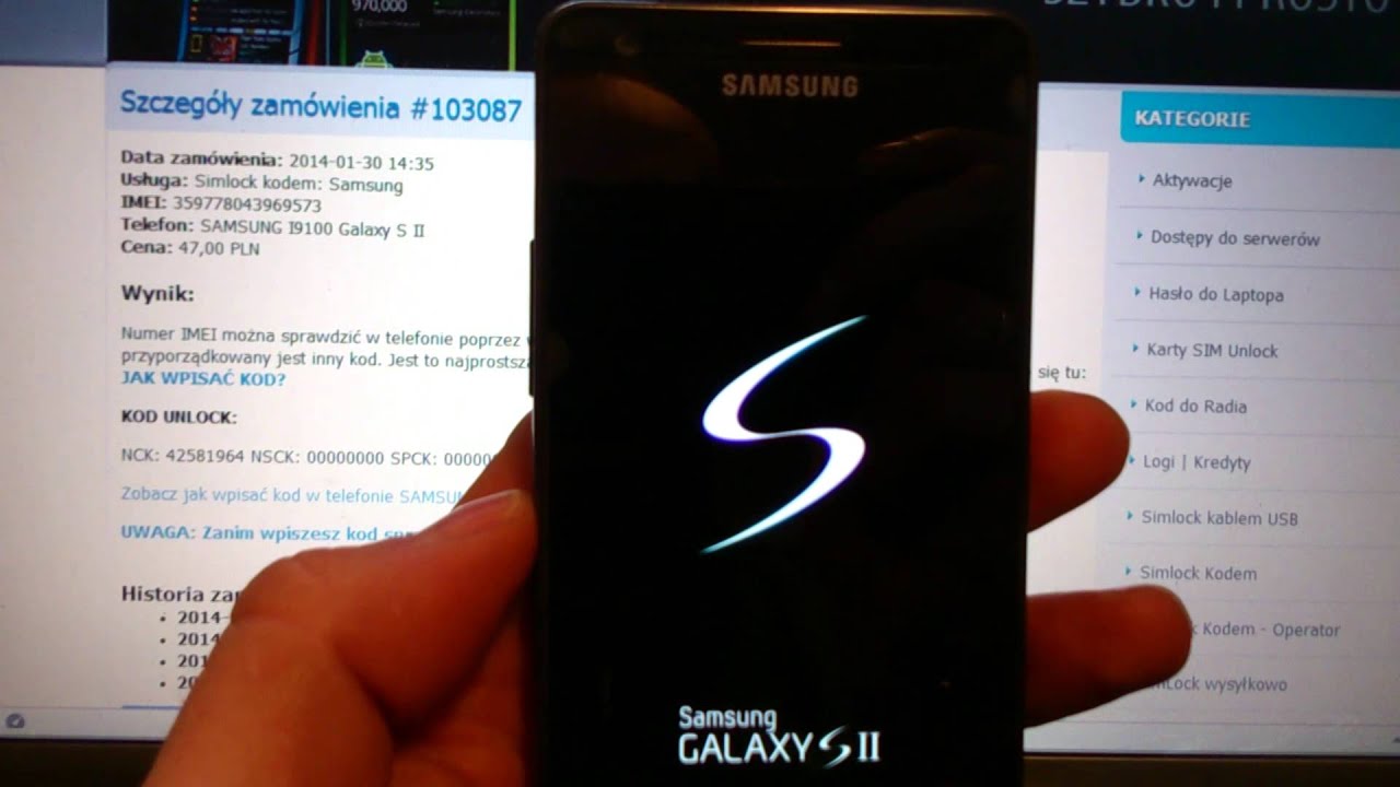 Simlock Samsung Galaxy S2 I9100 - Kodem - YouTube