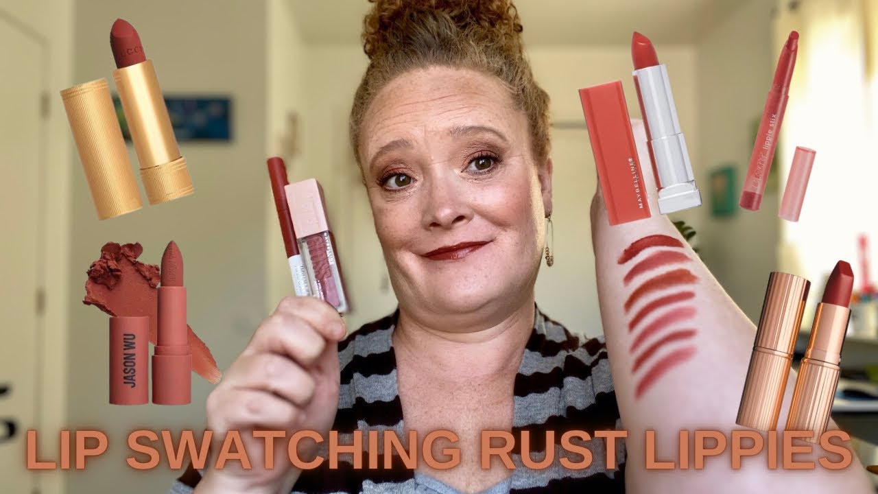 LIP SWATCHING RUST LIPPIES FOR FALL | Curly Girl Angela G - YouTube