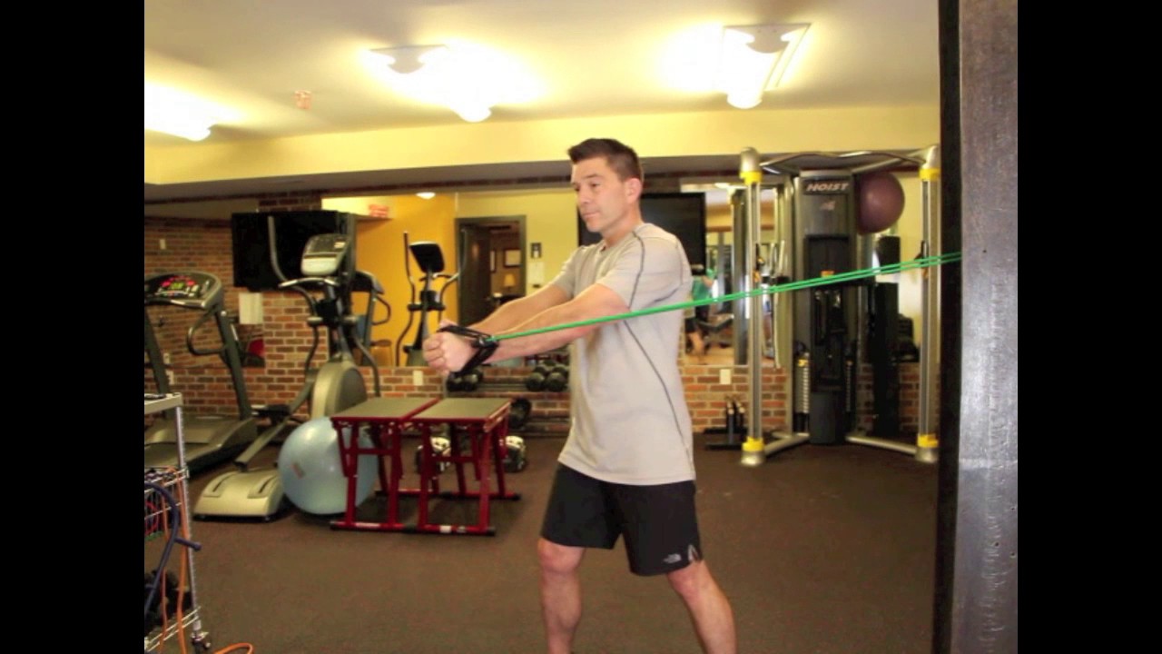 core rotation with resistance band - YouTube