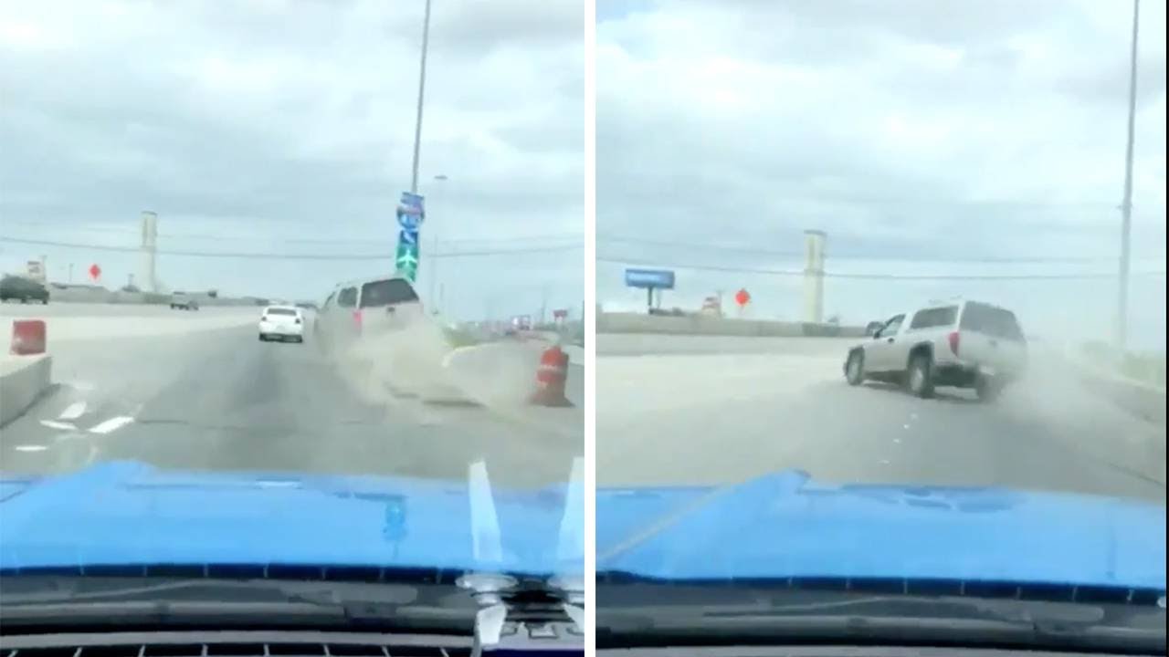 Video Man Captures Sa Driver Crashing Into Concrete Barrier On Loop