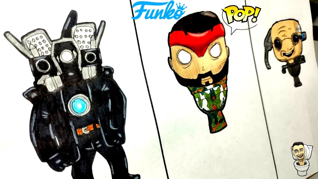 DIBUJO SKIBIDI TOILET🚽 FUNKO POP (Titan Cameraman, Camo Tolet y el ...