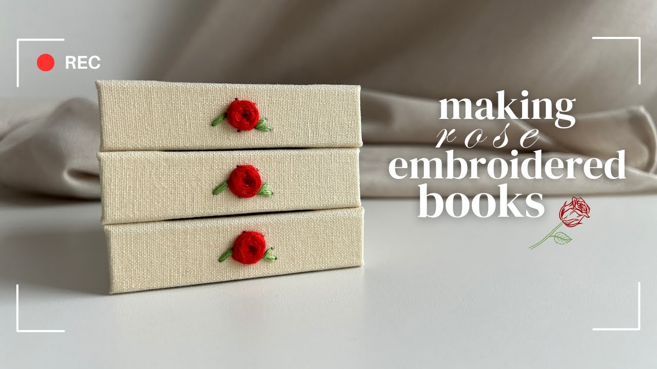 let's make handmade rose embroidered books 🌹 soft gentle music, cozy ...