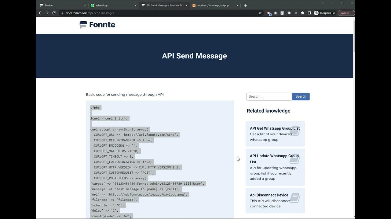 cara mengirim pesan ke group whatsapp dengan PHP - YouTube