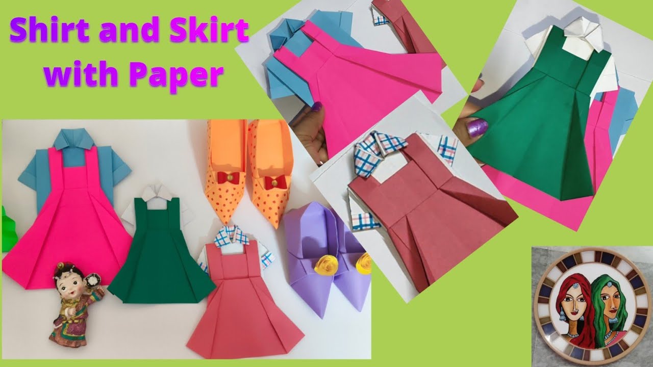 How to make a dress with paper/shirt and skirt making with paper/ paper ...