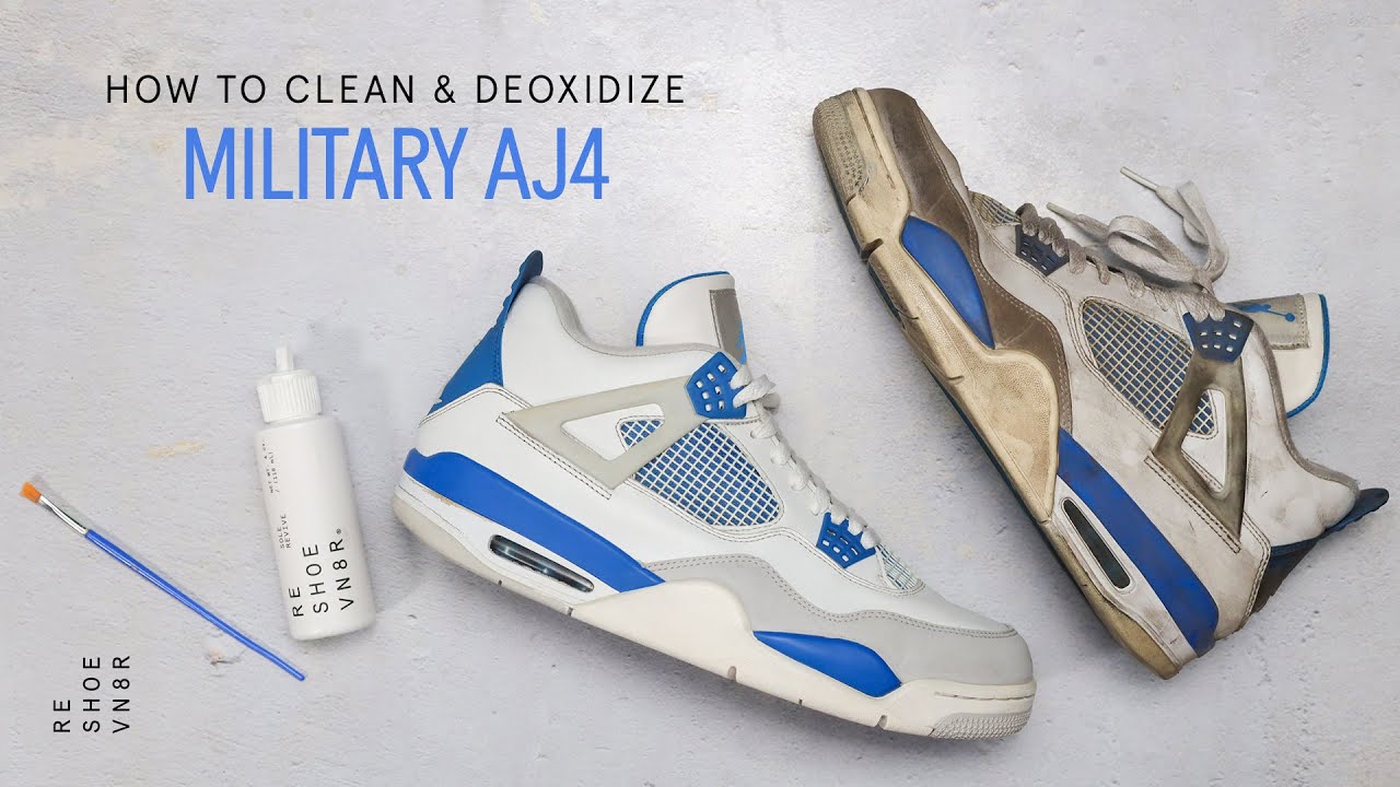 How To Clean & Deoxidize Air Jordan Military 4's With Reshoevn8r - YouTube