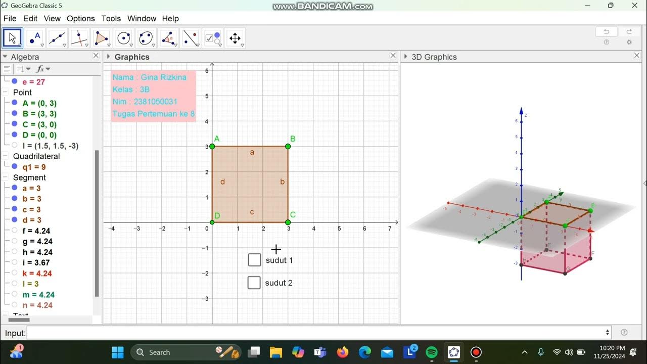 Menghitung sudut dalam ruang pada Aplikasi Geogebra - YouTube