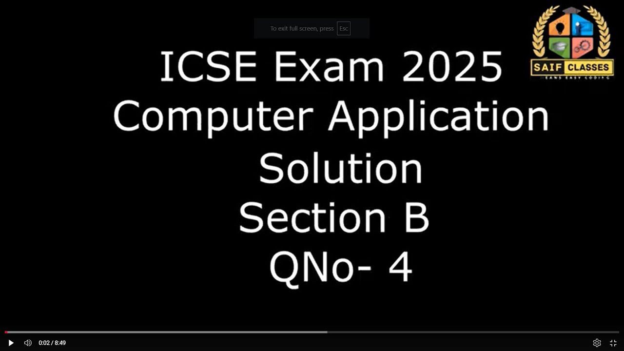 ICSE 2025 Question paper Solution | Sec-B QNo- 4 - YouTube