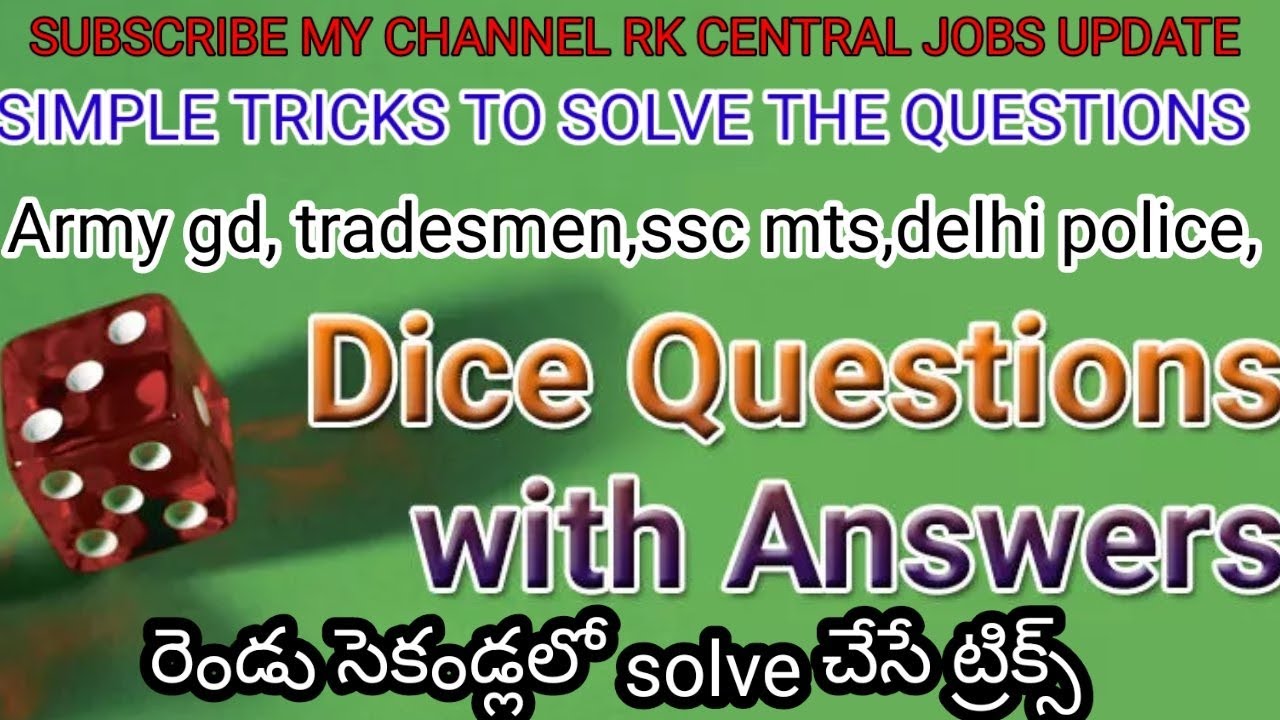 Most Important Bits in Reasoning Dice Problems army gd,trademan,ssc mts ...