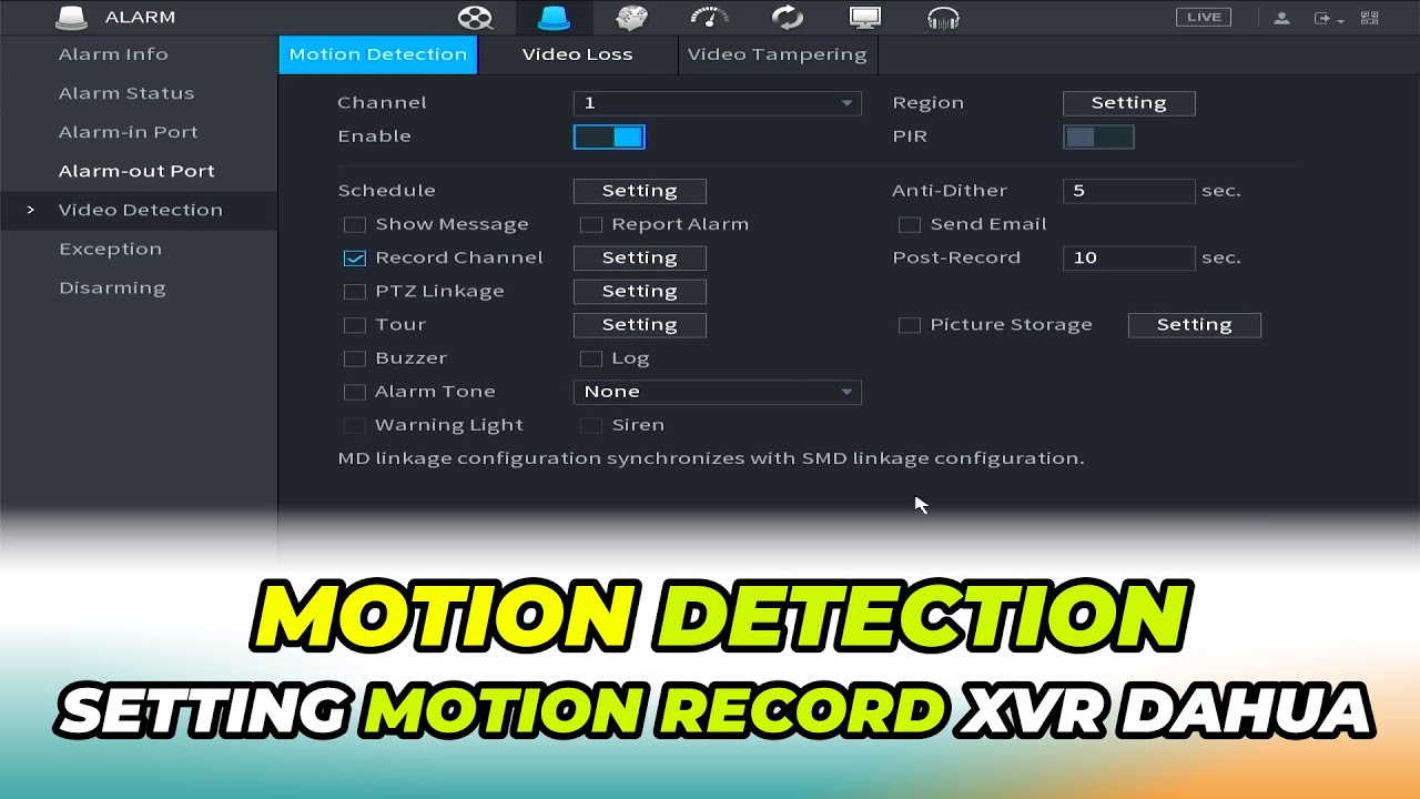 Cara Setting Record DVR XVR Dahua Berdasarkan Pergerakan - YouTube