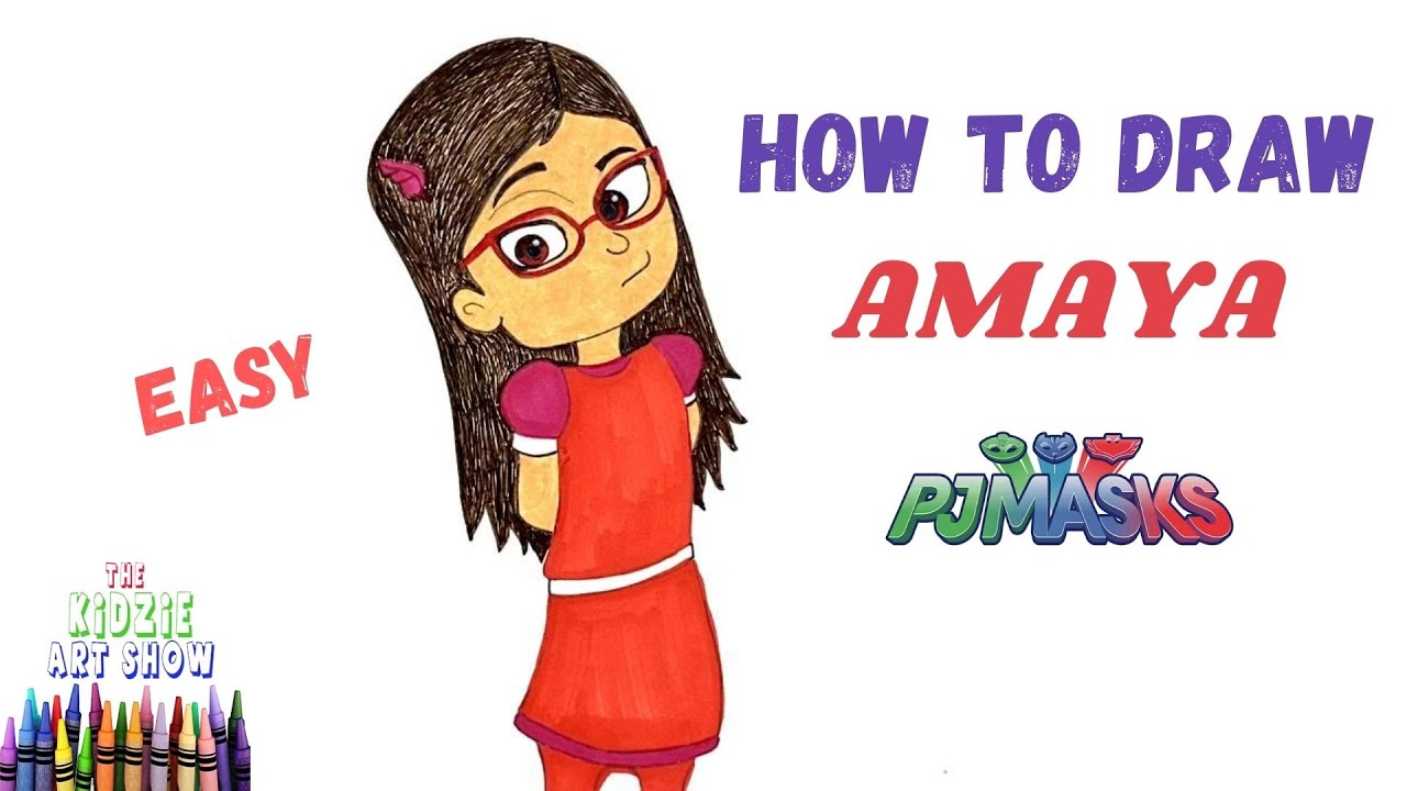 How to draw Amaya from PJ Masks easy step by step. Drawing tutorial of ...