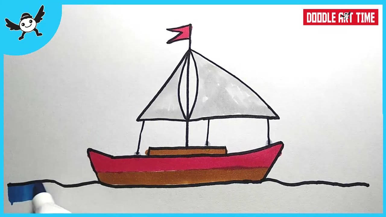 How To Draw A Sailing Boat Step by Step From Number 4 | Easy Drawing ...