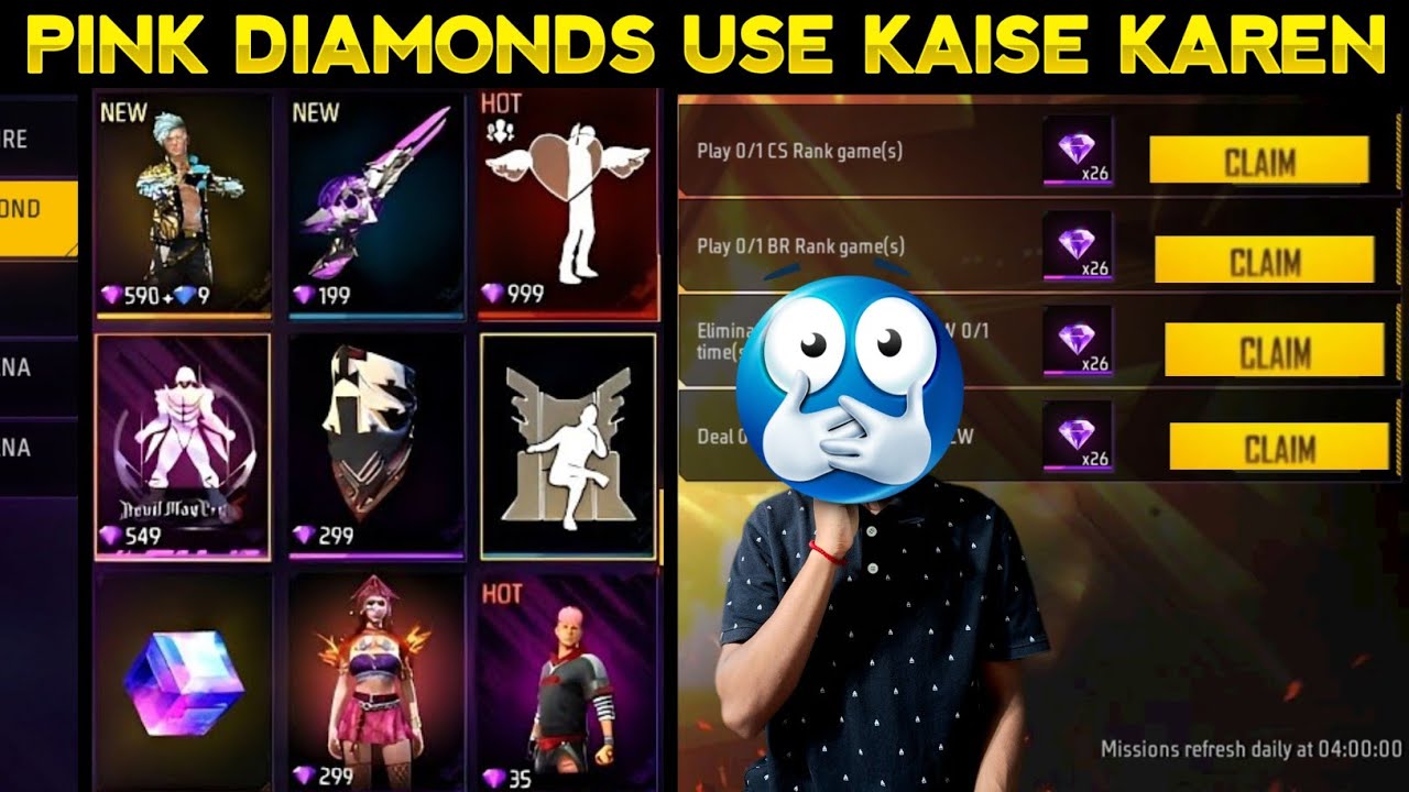 How To Use Pink Diamond In Free Fire | Pink Diamond Use Kaise Karen ...