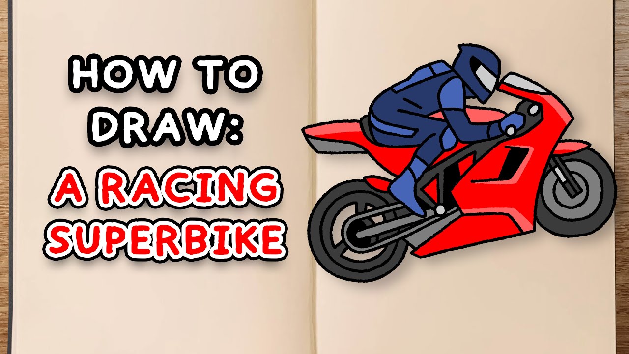 How to draw and colour! A SUPERBIKE (step by step drawing tutorial ...
