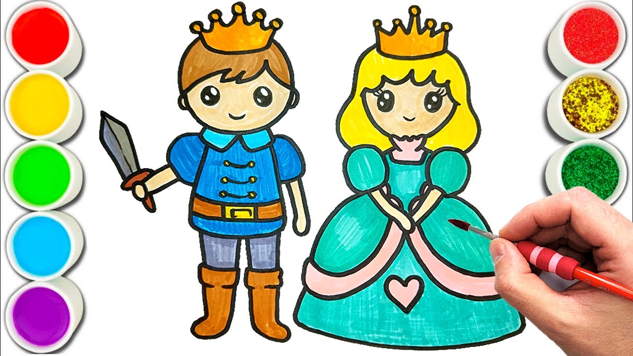 Prince and Princess Drawing, Painting & Coloring For Kids and Toddlers ...