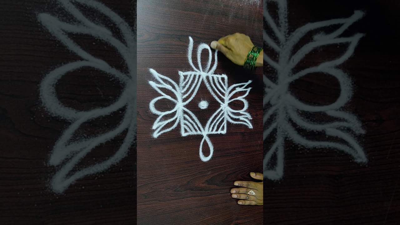 Easy Rangoli 3*3 dots - YouTube