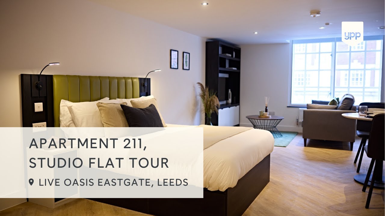 Studio apartment tour at Live Oasis Eastgate, Leeds - YouTube