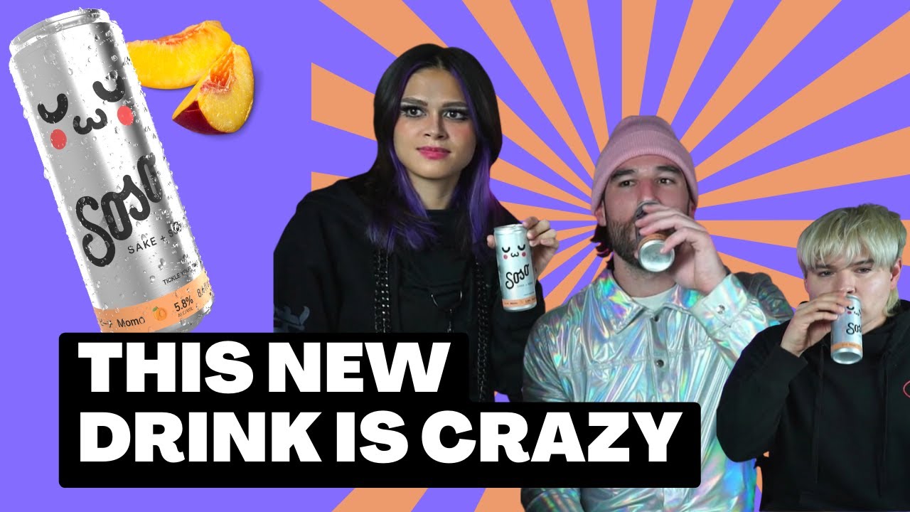 Taste Testing the New Momo (Peach) Flavored Sake Soda - YouTube