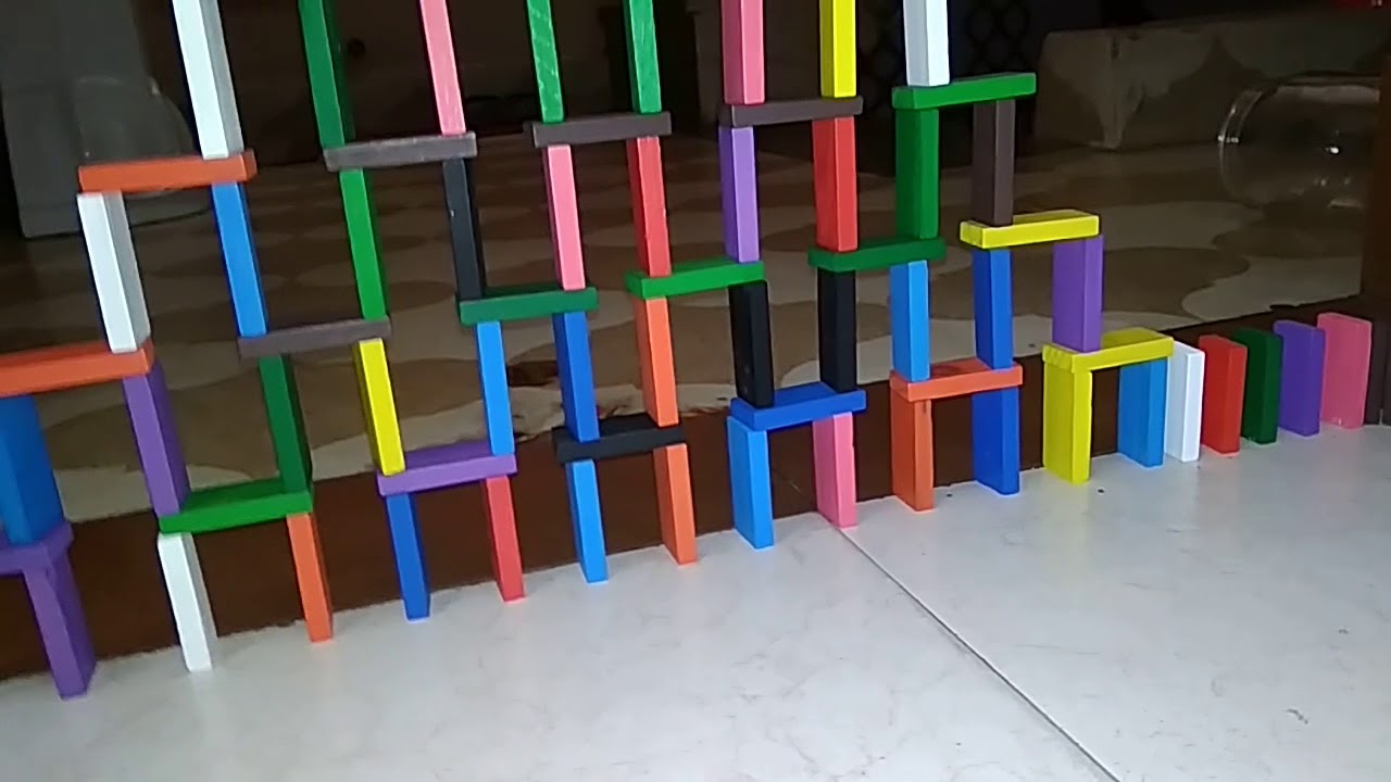 Domino building with line - YouTube