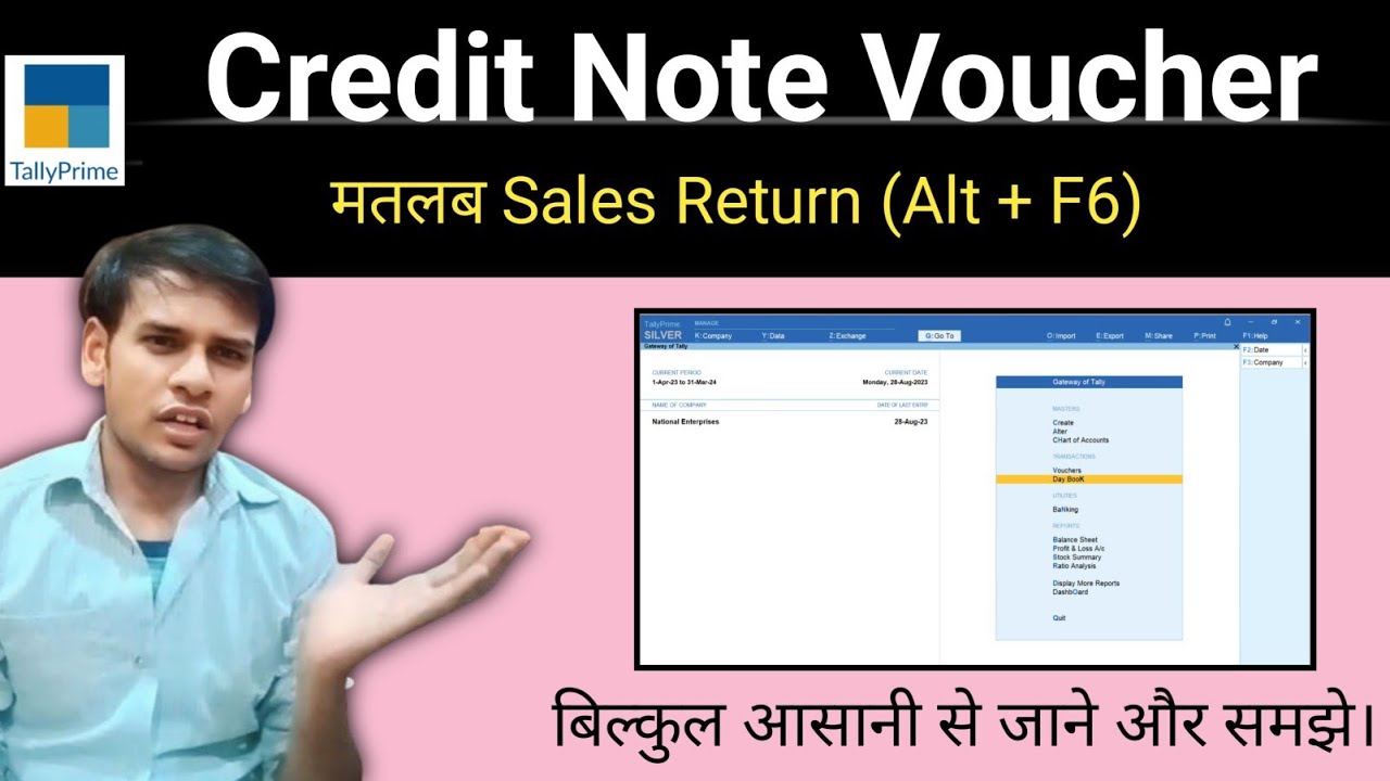 #16 Tally Prime : Credit Note Voucher Entry | Sales Return in Tally ...