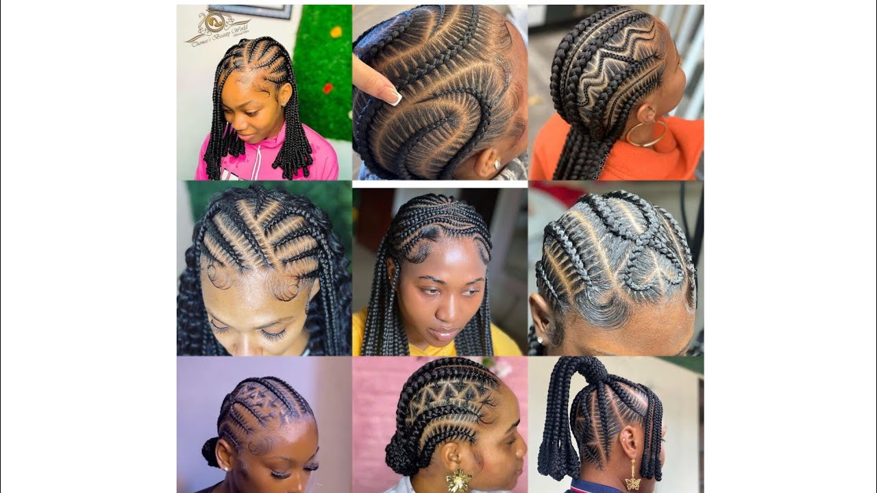 Stitch Braids Hairstyles Compilation//Stitch line #braids #cornrows ...