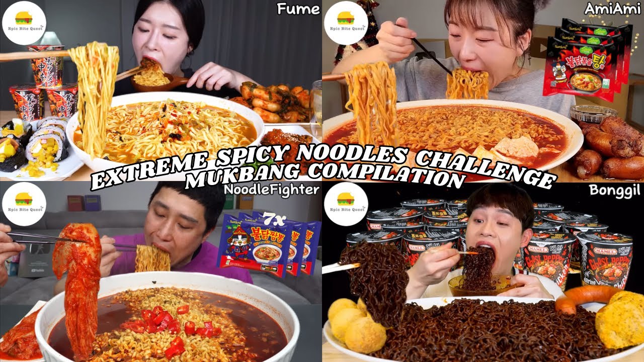 ASMR | EXTREME SPICY NOODLES CHALLENGE MUKBANG COMPILATION | SPICY ...