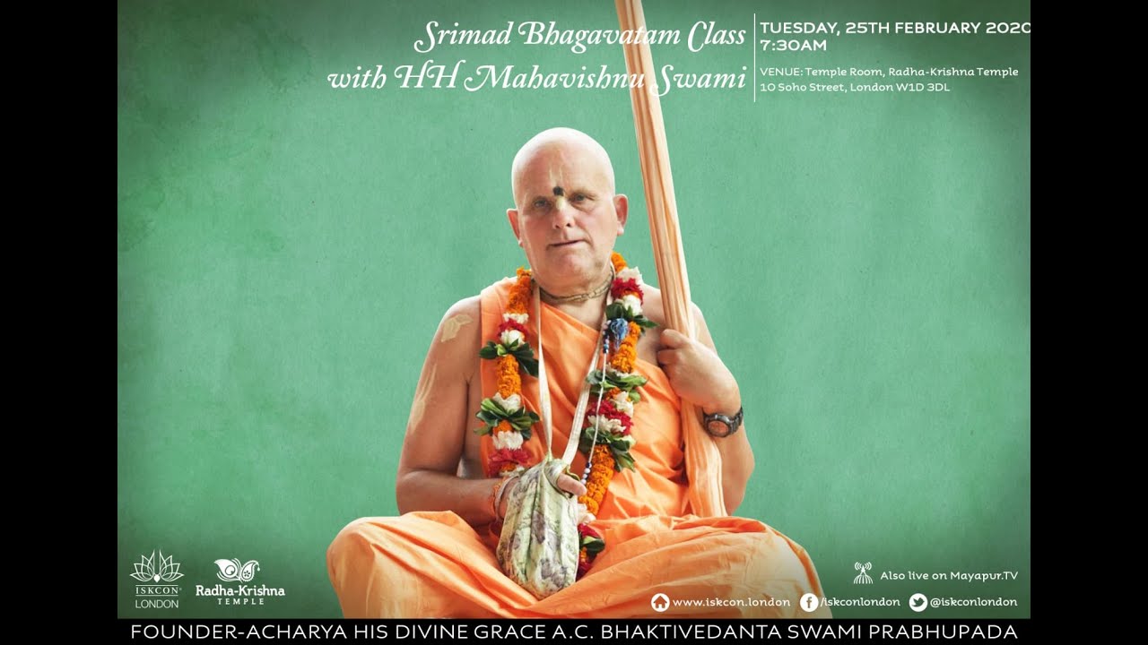 H.H. Mahavishnu Swami || Srimad Bhagavatam Class - 11.24.7 at ISKCON ...