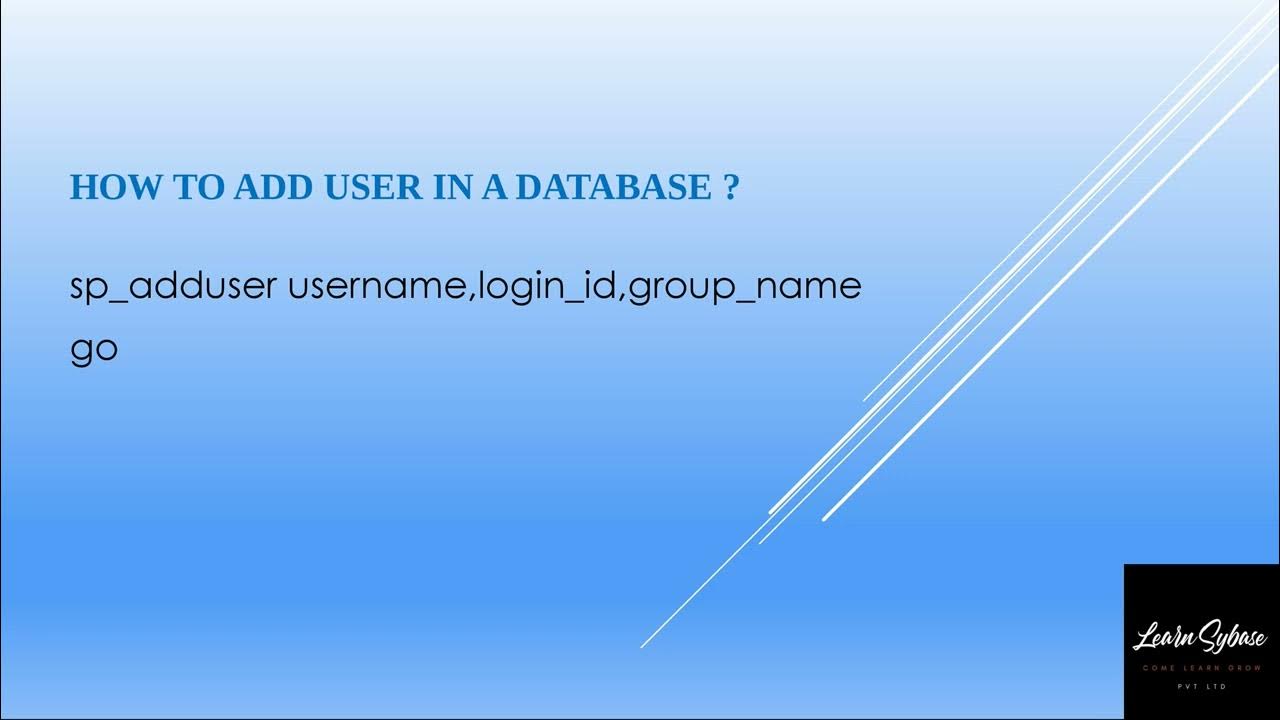 Sybase How to add user in a database - YouTube